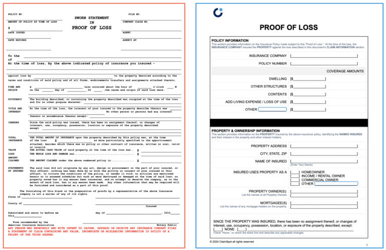 Ultimate Proof Of Loss Guide (+ Free Form) - ClaimSpot